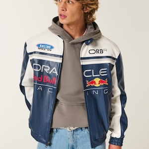 Oracle Red Bull Leather Jacket Men's Handmade Jacket - Etsy