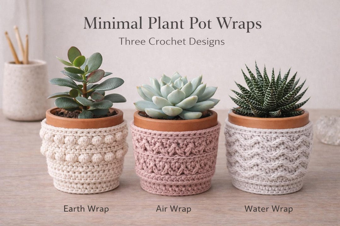 Minimal Plant Pot Wraps Crochet Pattern PDF | No Sew Crochet Plant ...