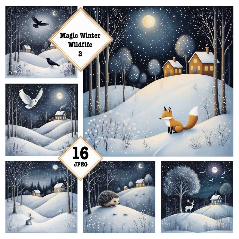 JPEG Winter Woodland Animals Clipart Bundle Set 2 – Magical Snowy ...