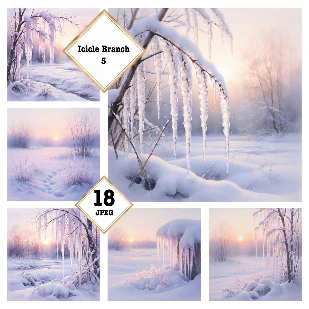 JPEG Icicle Branch Clipart Pastel Watercolor Wet on Wet Soft Pink ...