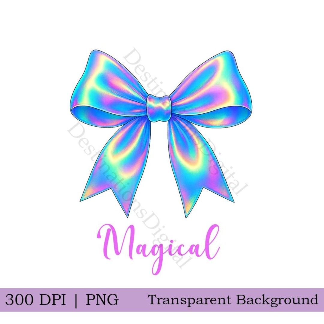 Magical Holographic Bow PNG | Feminine Fairy-core Clip Art | Commercial ...