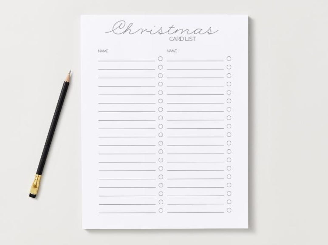 Holiday Card Tracker Checklist Minimalist Printable Planner Insert ...