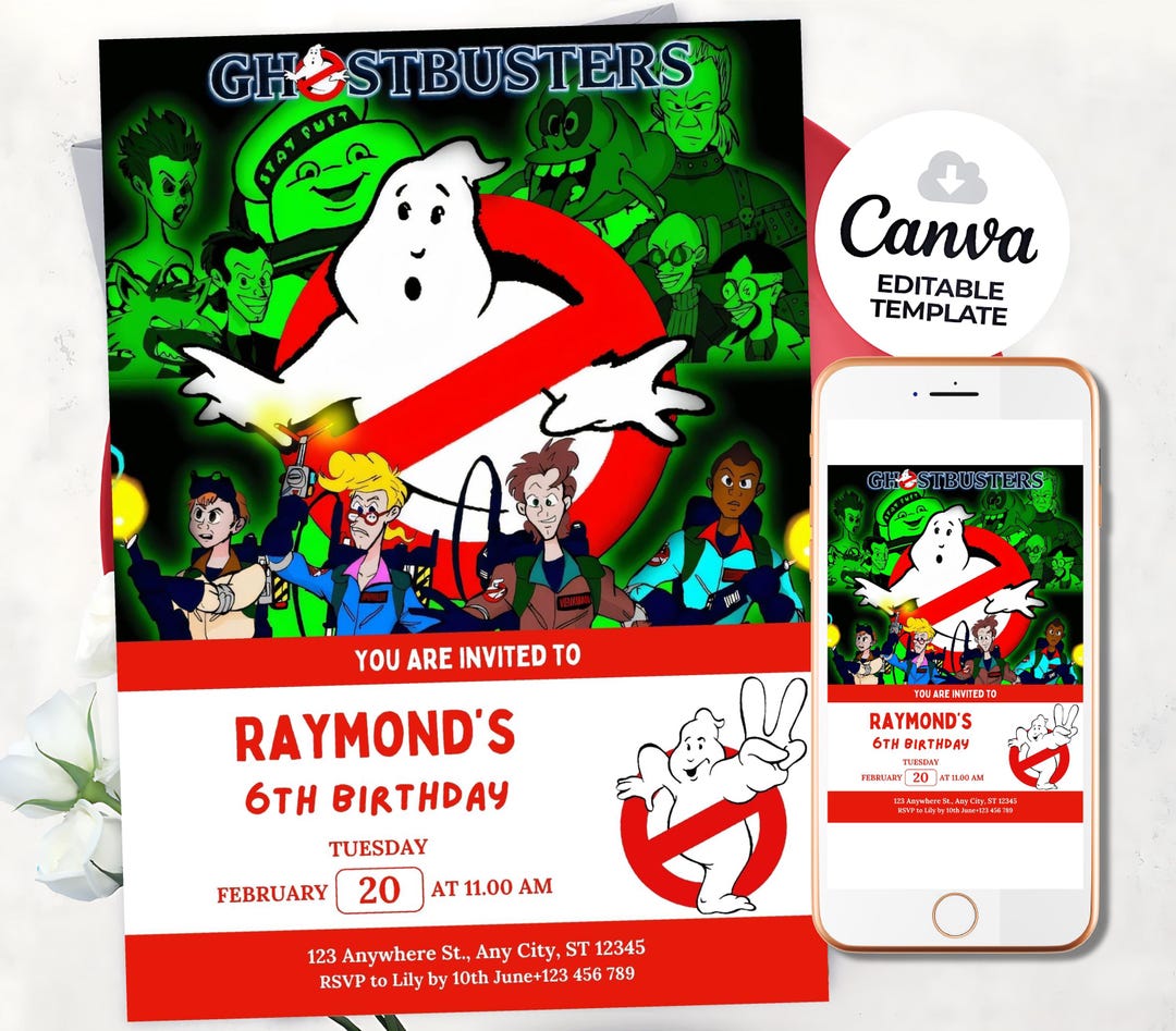 Ghostbusters Birthday Invitation Template Printable Ghostbusters ...