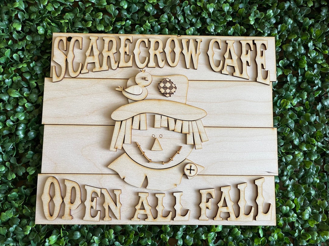 DIY Fall Scarecrow Wood Sign - Unfinished Cut Out Door Hanger Wall ...