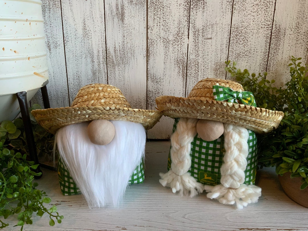 Farmer Gnome Set of 2 - Rancher Farmhouse Barn Harvest Cowboy Farming ...