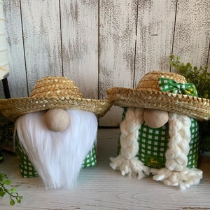 Farmer Gnome Set of 2 - Rancher Farmhouse Barn Harvest Cowboy Farming ...