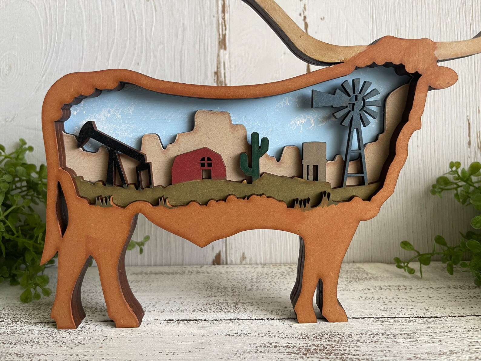Longhorn Wood Sign Shelf Sitter Leaner Multi Layer Home - Etsy