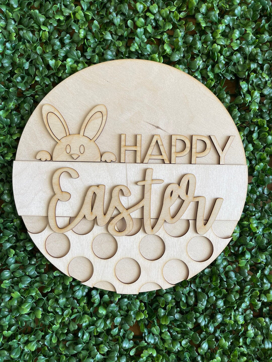 Happy Easter DIY Wood Sign - Unfinished Cut Out Door Hanger Wall Decor ...