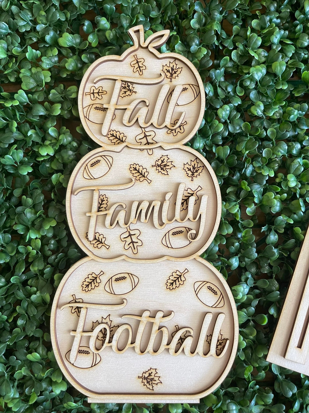 Fall DIY Wood Sign - Fall Family Football Stacked Pumpkins Unfinished ...