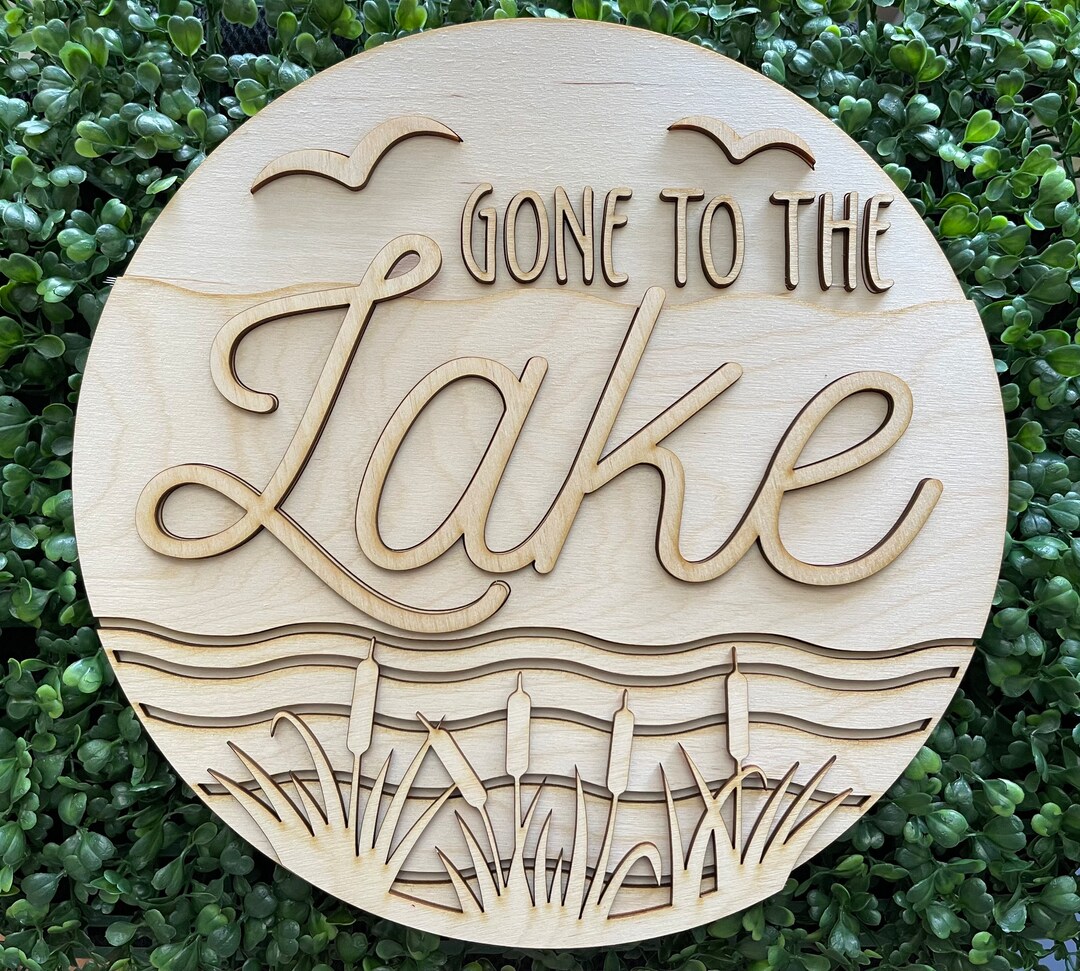 Lake DIY Wood Sign - House Gone to the Lake Unfinished Cut Out Door ...