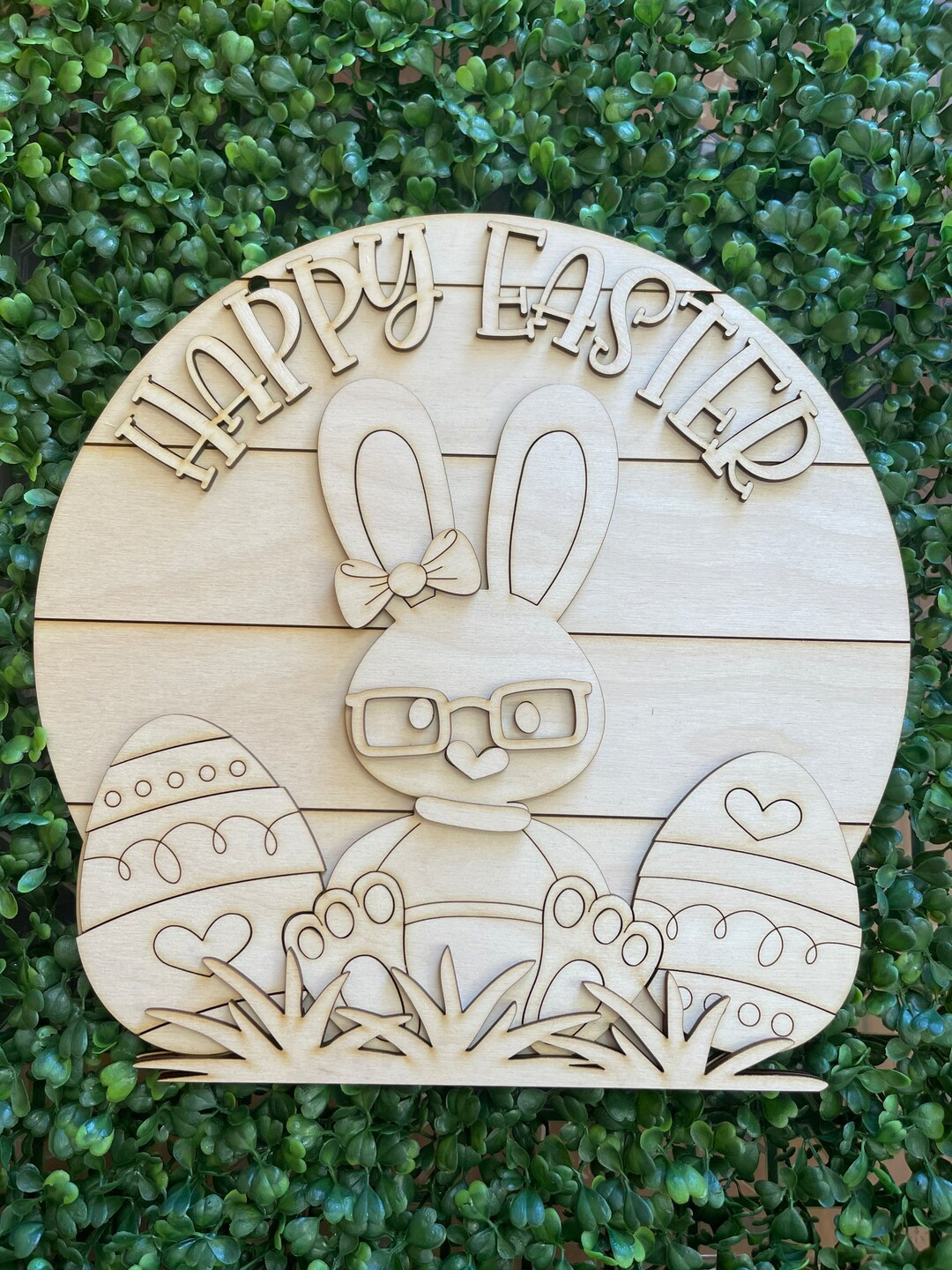 Easter DIY Wood Sign - Happy Easter Bunny Unfinished Cut Out Door ...