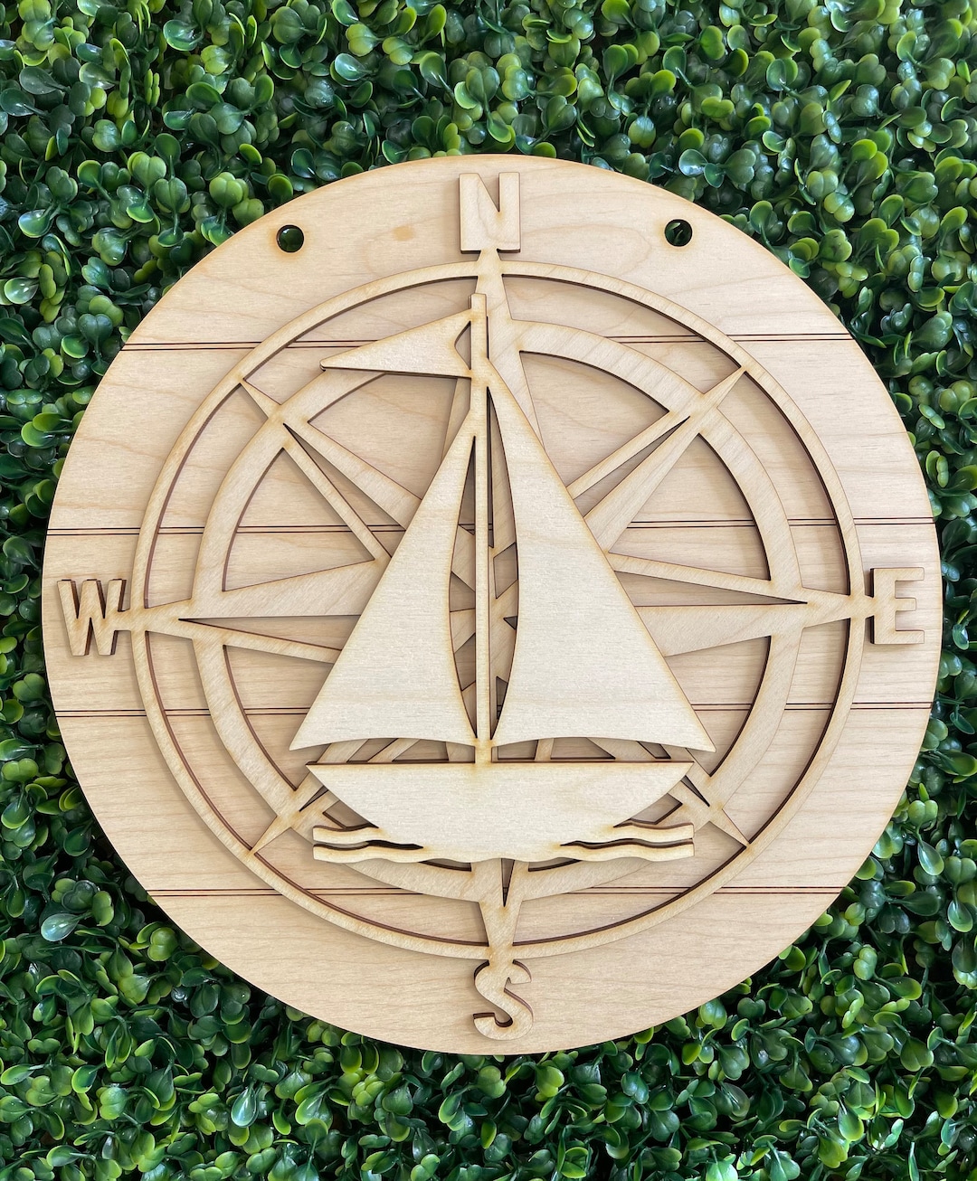 Sailing DIY Wood Sign - Boating Compass Nautical Unfinished Cut Out ...