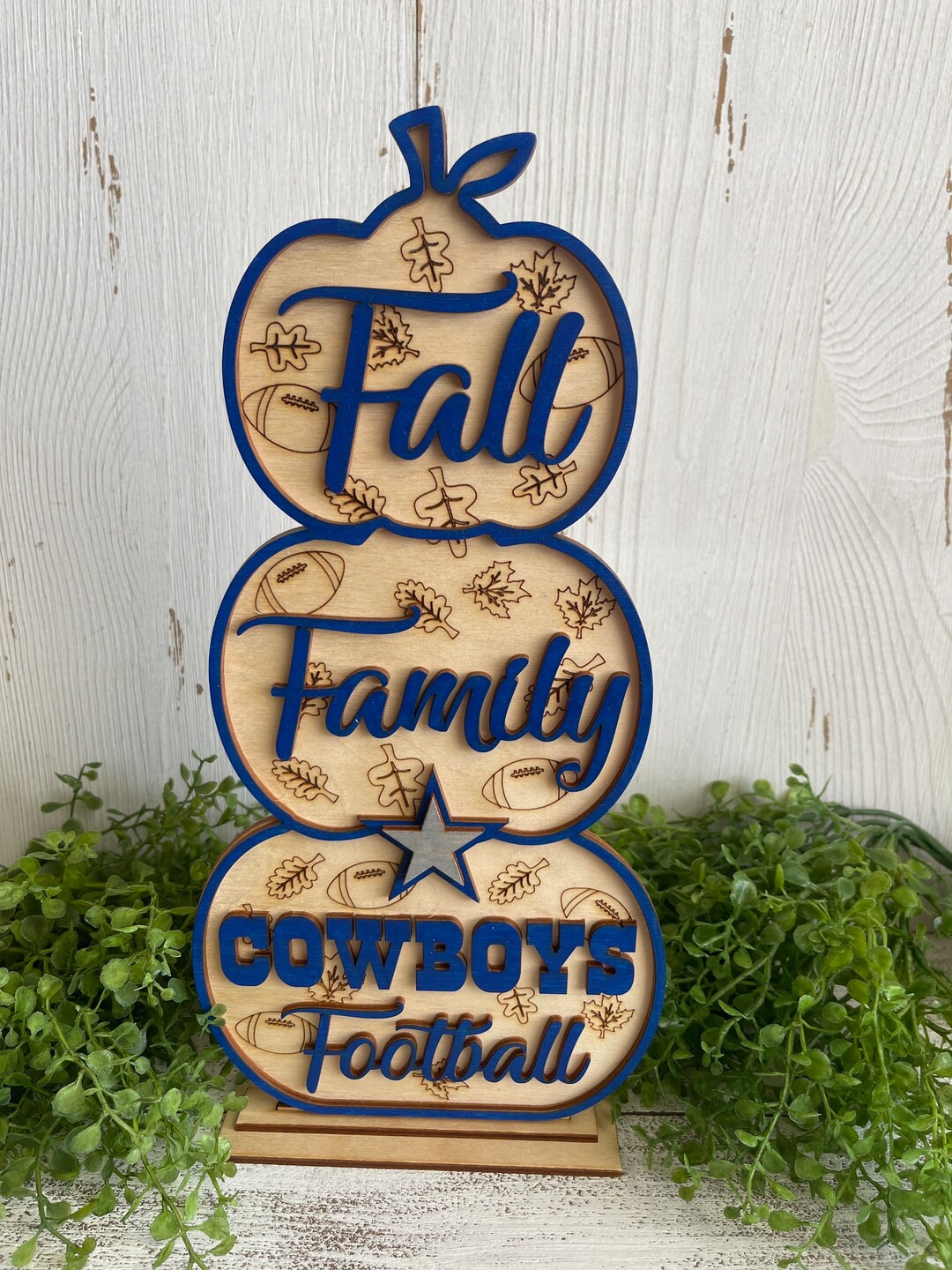 Fall Family Football Wood Sign - Custom Stacked Pumpkins Thanksgiving ...