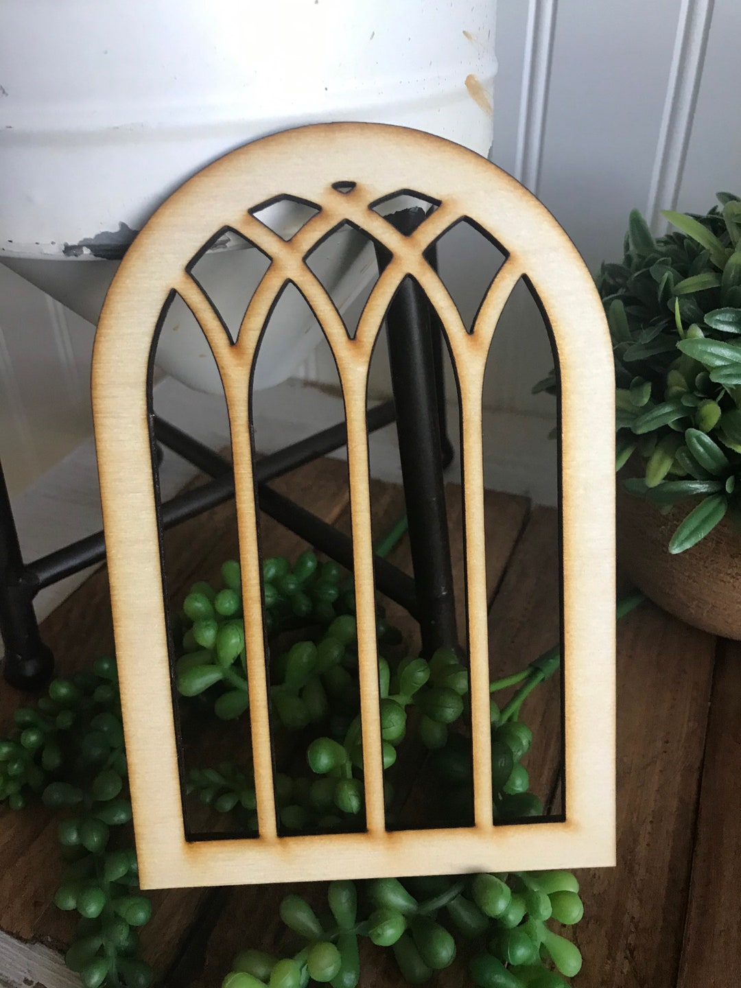 Faux Arch Window Wood Sign for Tiered Trays - Farmhouse Rustic Shelf ...