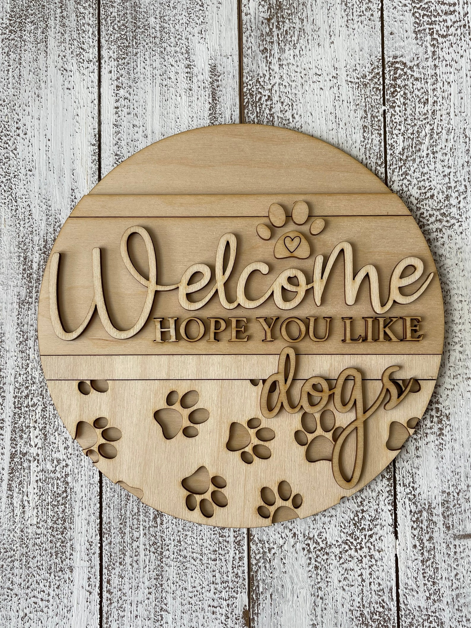 DIY Wood Sign - Dog OR Cat Welcome Unfinished Cut Out Door Hanger Wall ...
