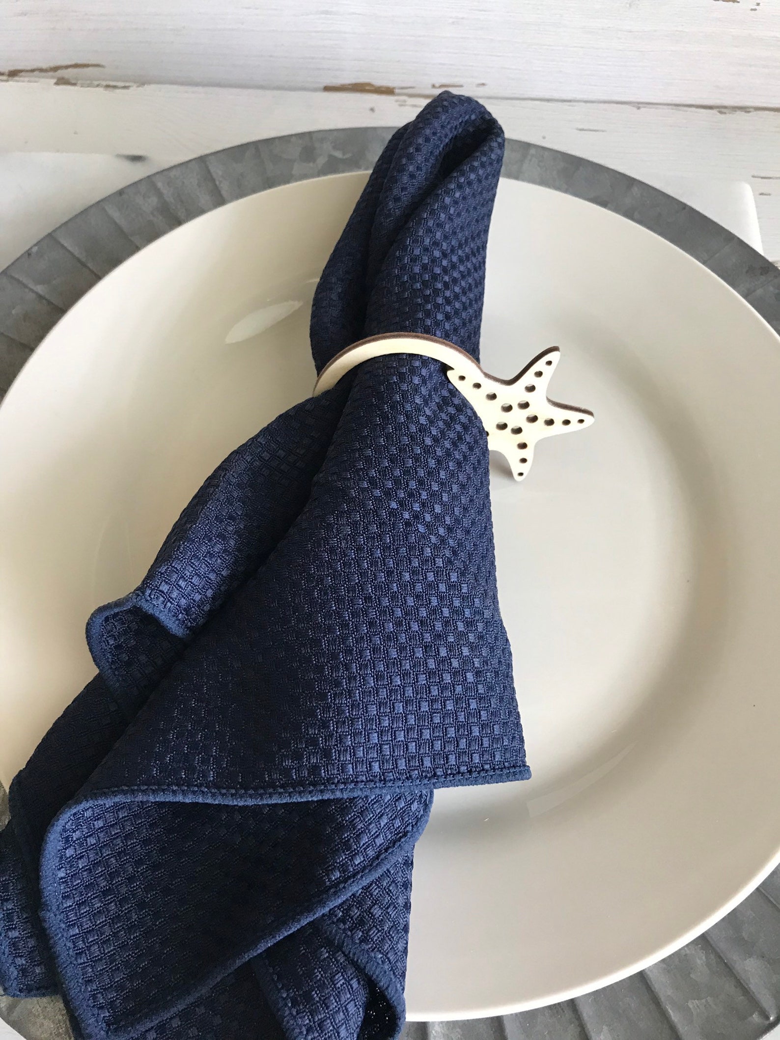 Nautical Napkin Ring Birch Wood Starfish - Etsy