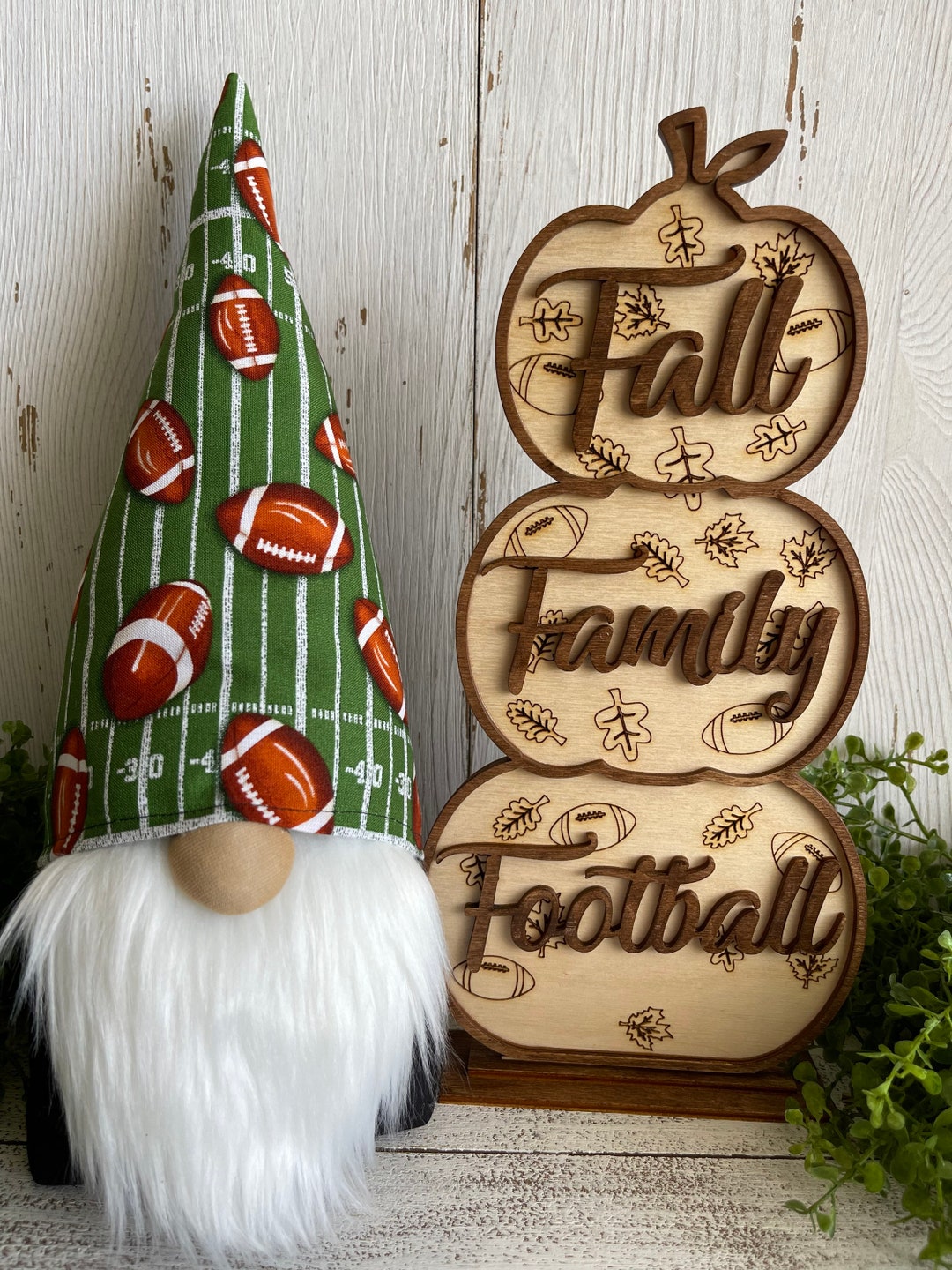 Fall Family Football Wood Sign - Stacked Pumpkins Thanksgiving Sports ...