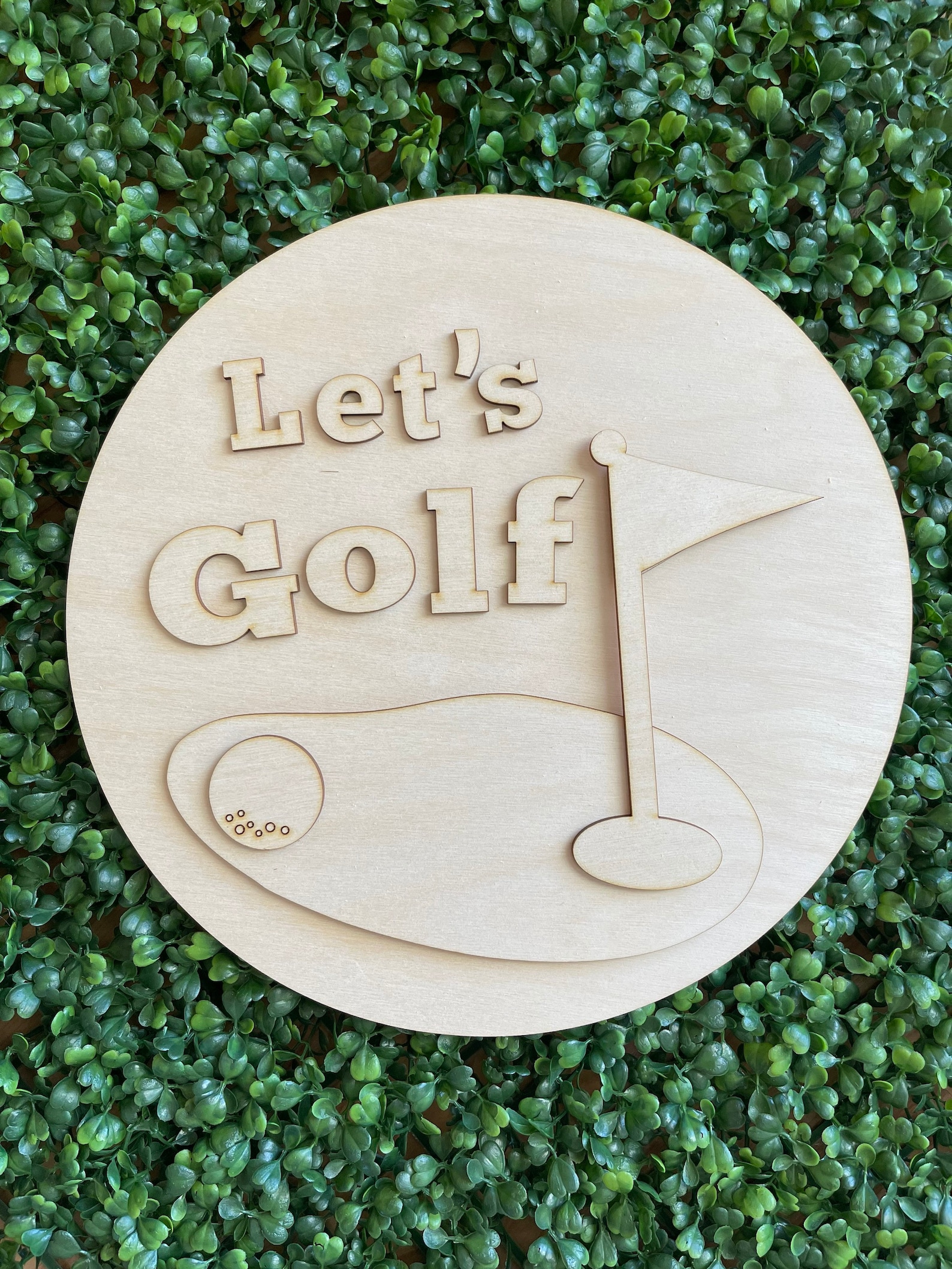 Golf DIY Wood Sign - Let's Golf Unfinished Cut Out Door Hanger Wall ...