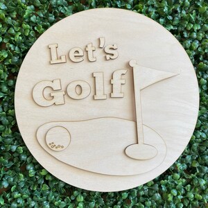 Golf DIY Wood Sign - Let's Golf Unfinished Cut Out Door Hanger Wall ...
