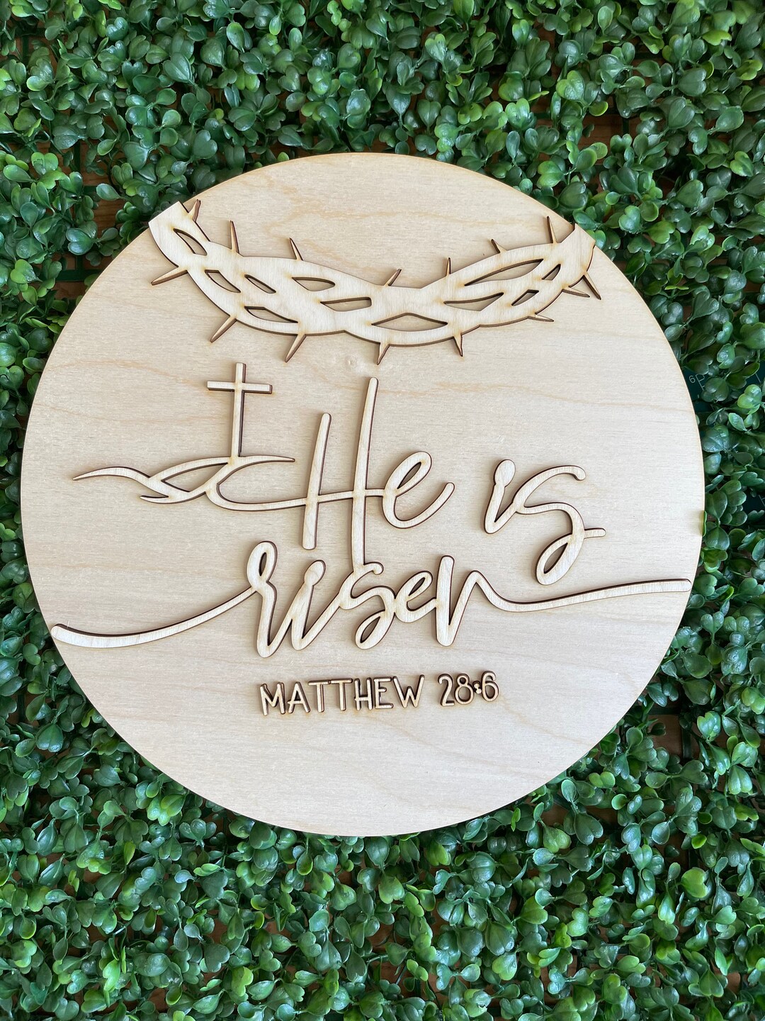 He is Risen DIY Wood Sign - Unfinished Cut Out Door Hanger Wall Decor ...