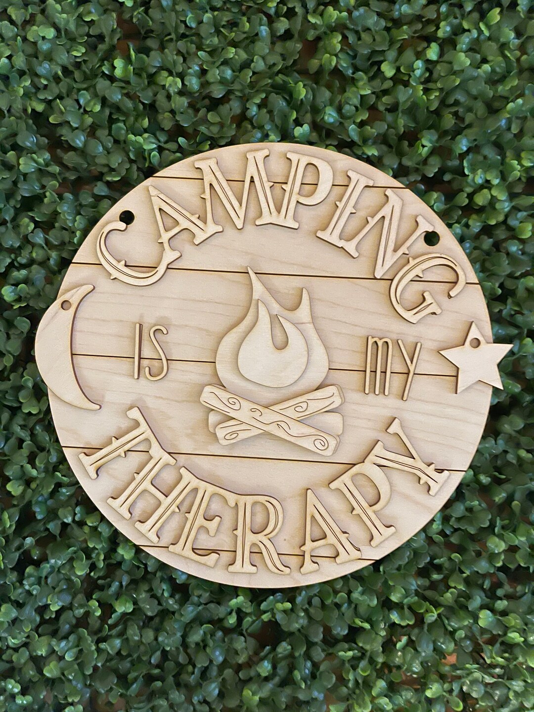 DIY Wood Sign - Camping is My Therapy Unfinished Cut Out Door Hanger ...