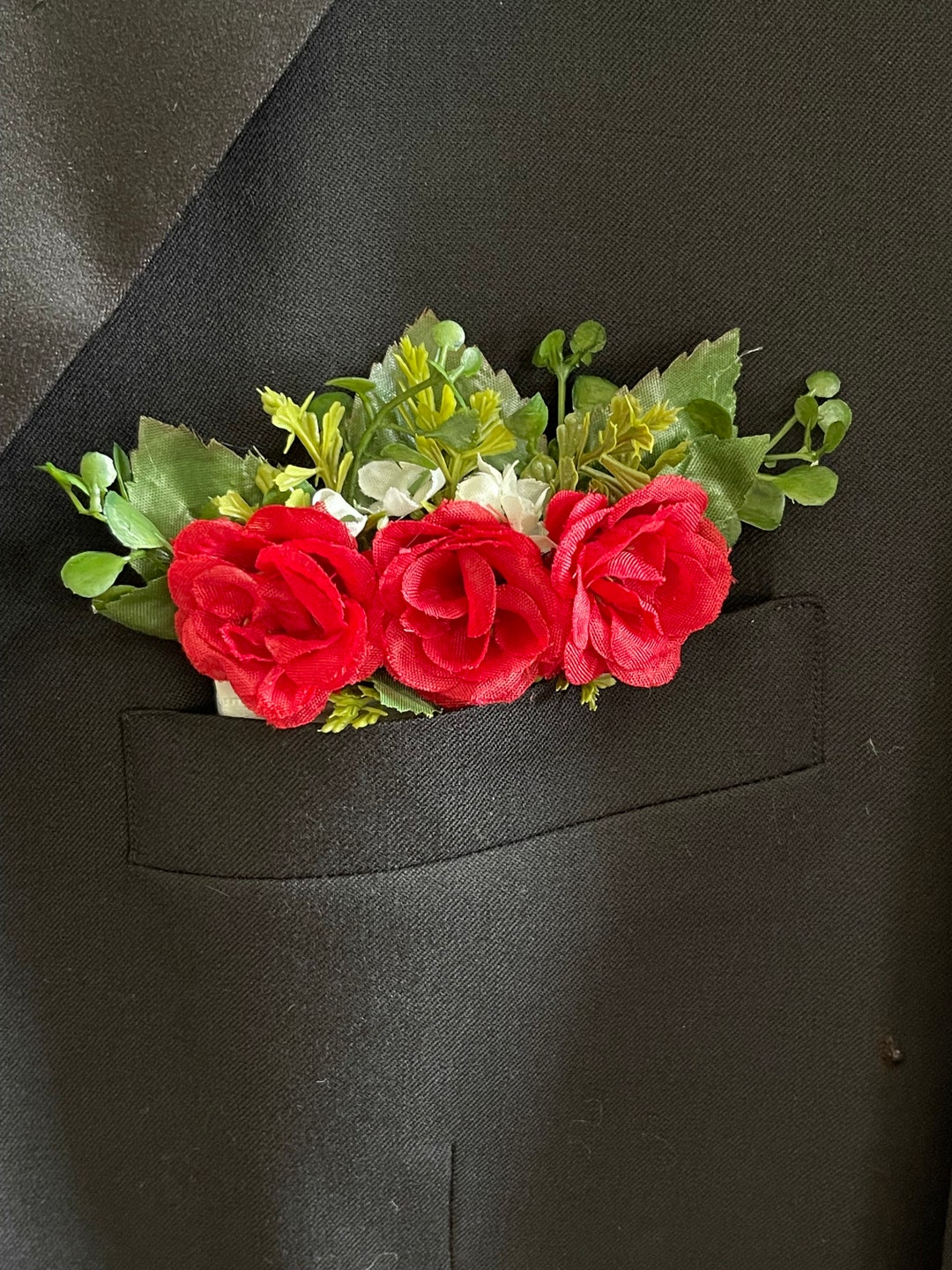 Pocket Boutonniere - Faux Floral Wedding Prom Casino Game Night Special ...