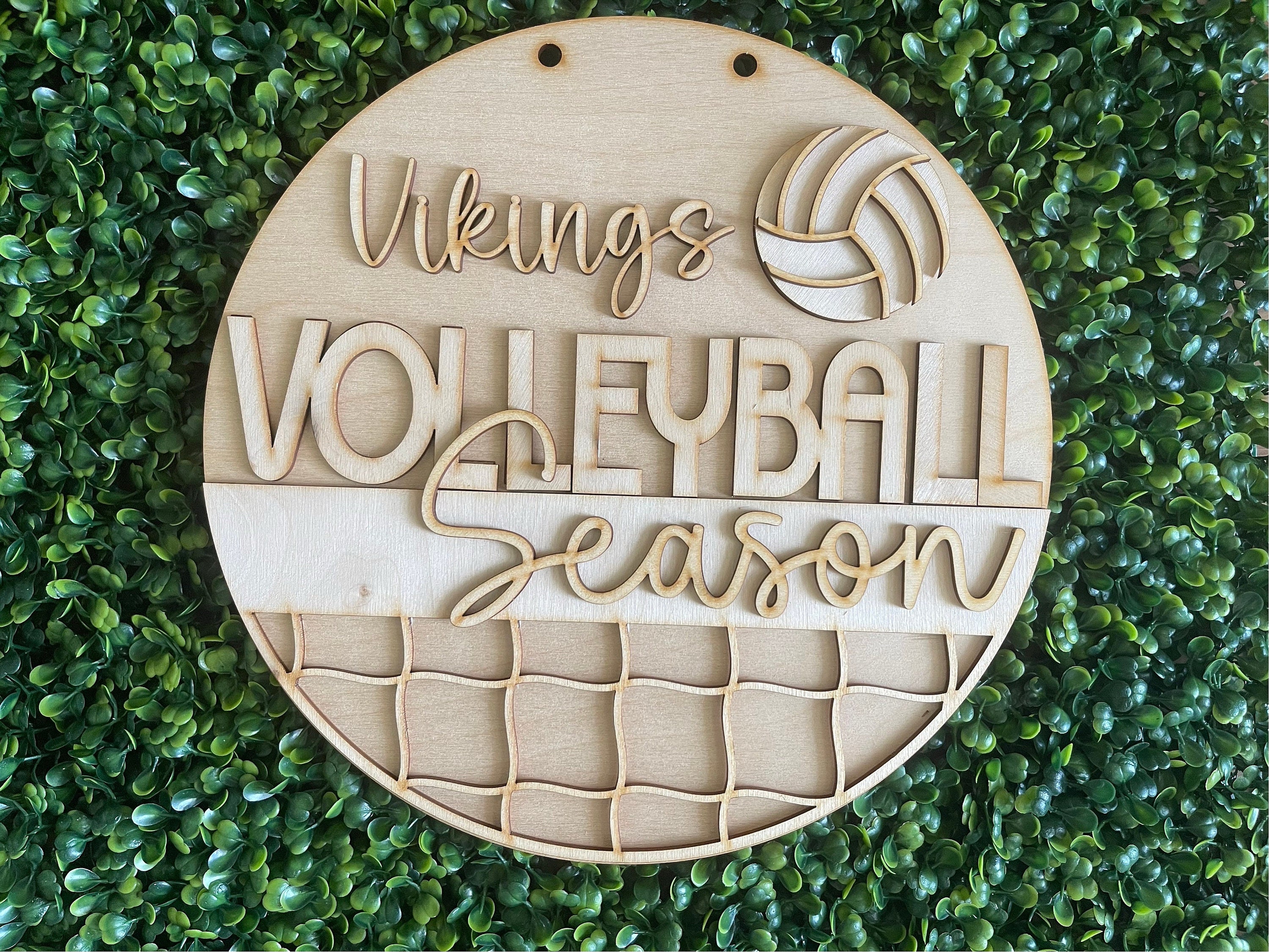 Volleyball DIY Wood Sign - Team Spirit Game Time Unfinished Door Hanger ...