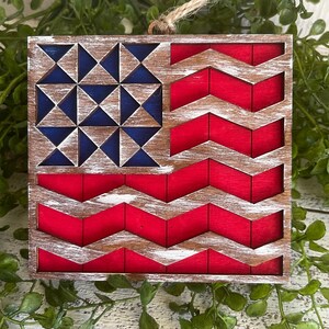 Flag Ornament Wood Barn Quilt Pattern - USA United States Souvenir ...
