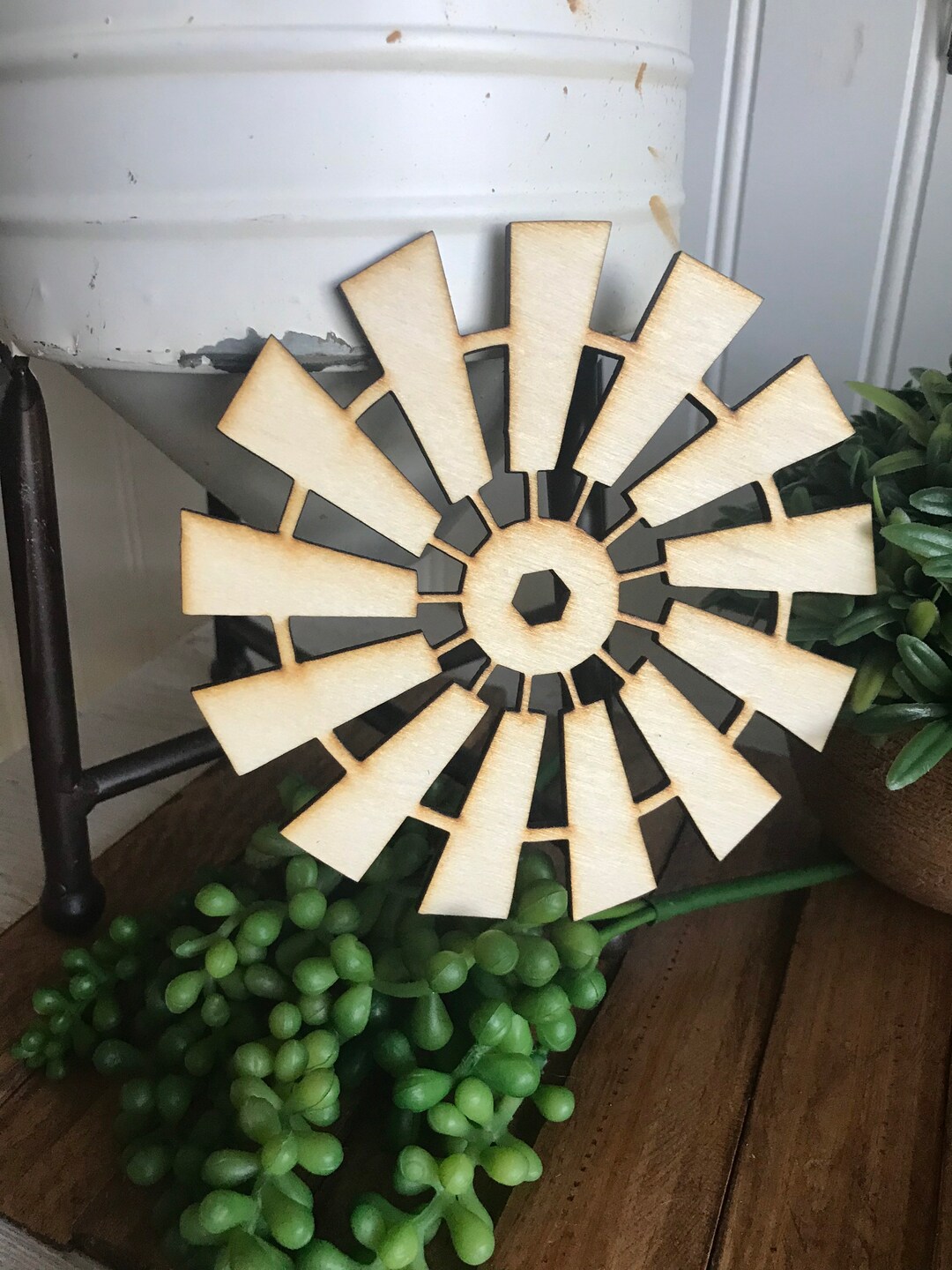 Windmill Wood Sign for Tiered Trays - Farmhouse Rustic Shelf Display ...