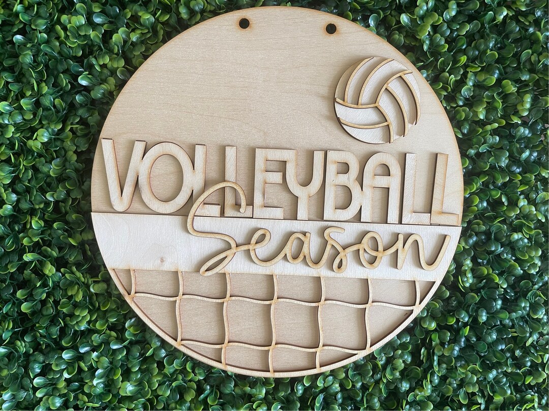 Volleyball DIY Wood Sign - Team Spirit Game Time Unfinished Door Hanger ...