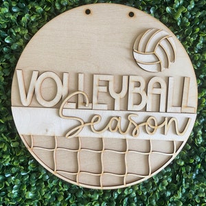 Volleyball DIY Wood Sign - Team Spirit Game Time Unfinished Door Hanger ...