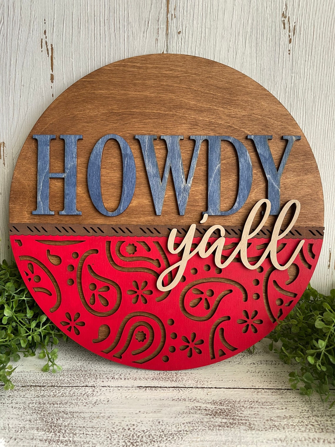 Howdy Y’all Wood Sign - Leaner Multi Layer Home Decor Western Cowboy ...