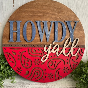 Howdy Y’all Wood Sign - Leaner Multi Layer Home Decor Western Cowboy ...