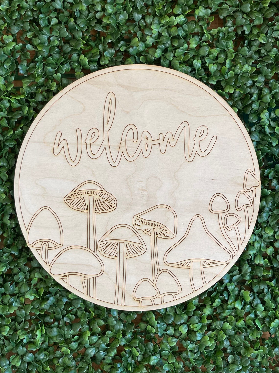 Mushroom Welcome DIY Wood Sign Unfinished Cut Out Door - Etsy
