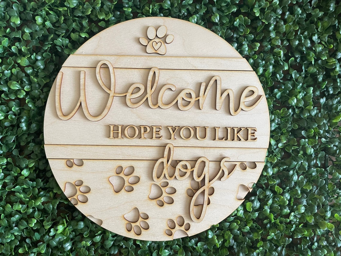 DIY Wood Sign - Dog OR Cat Welcome Unfinished Cut Out Door Hanger Wall ...