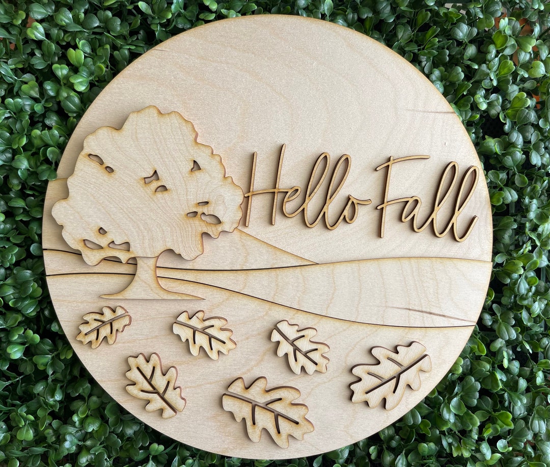 DIY Fall Wood Sign - Hello Fall Trees Changing Colors Unfinished Cut ...