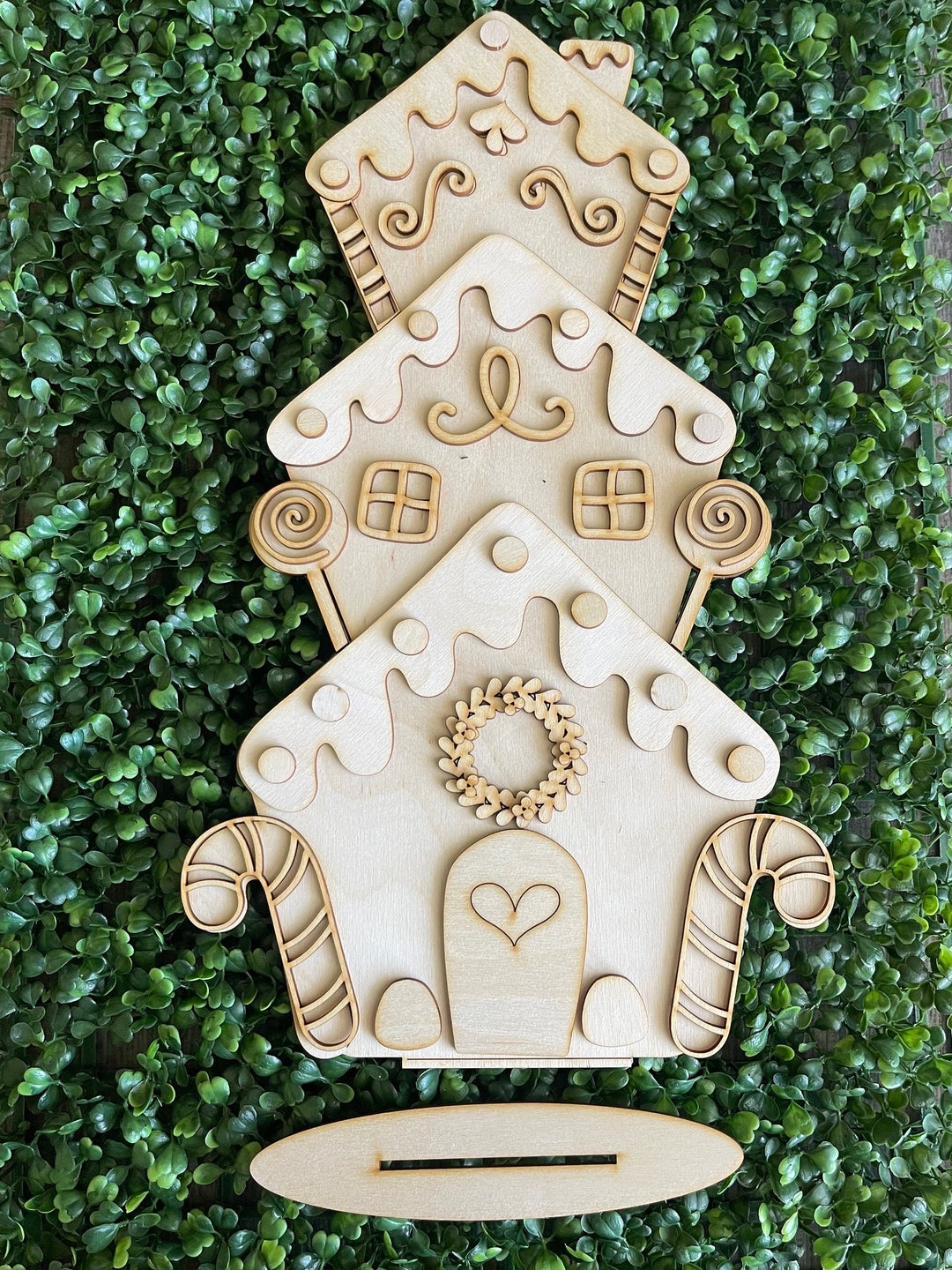Christmas Gingerbread House Stacked Sign DIY Wood Sign - Unfinished Cut ...