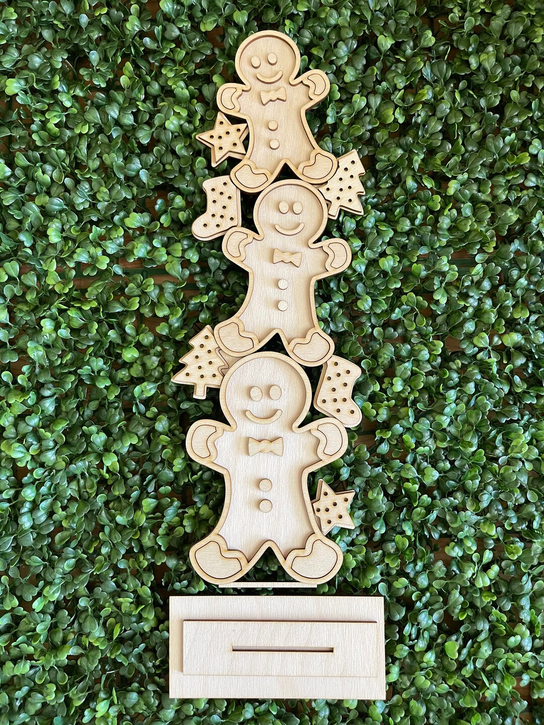 Christmas Gingerbread Man Stacked Sign DIY Wood Sign Unfinished Cut Out ...