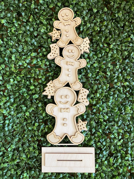Christmas Gingerbread Man Stacked Sign DIY Wood Sign - Etsy