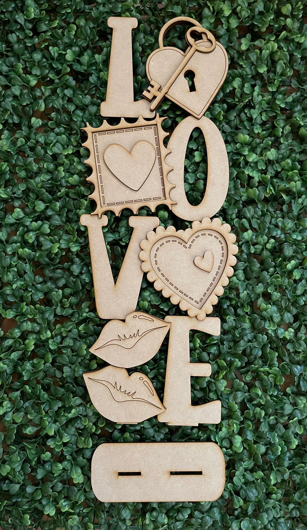 Valentine DIY Wood Sign - Standing Stacked Love XOXO Hearts Lips Lock ...