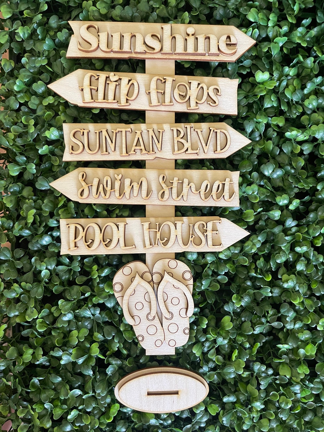 Flip Flop Street DIY Wood Sign - Pool Swim Sunshine Summer Unfinished ...