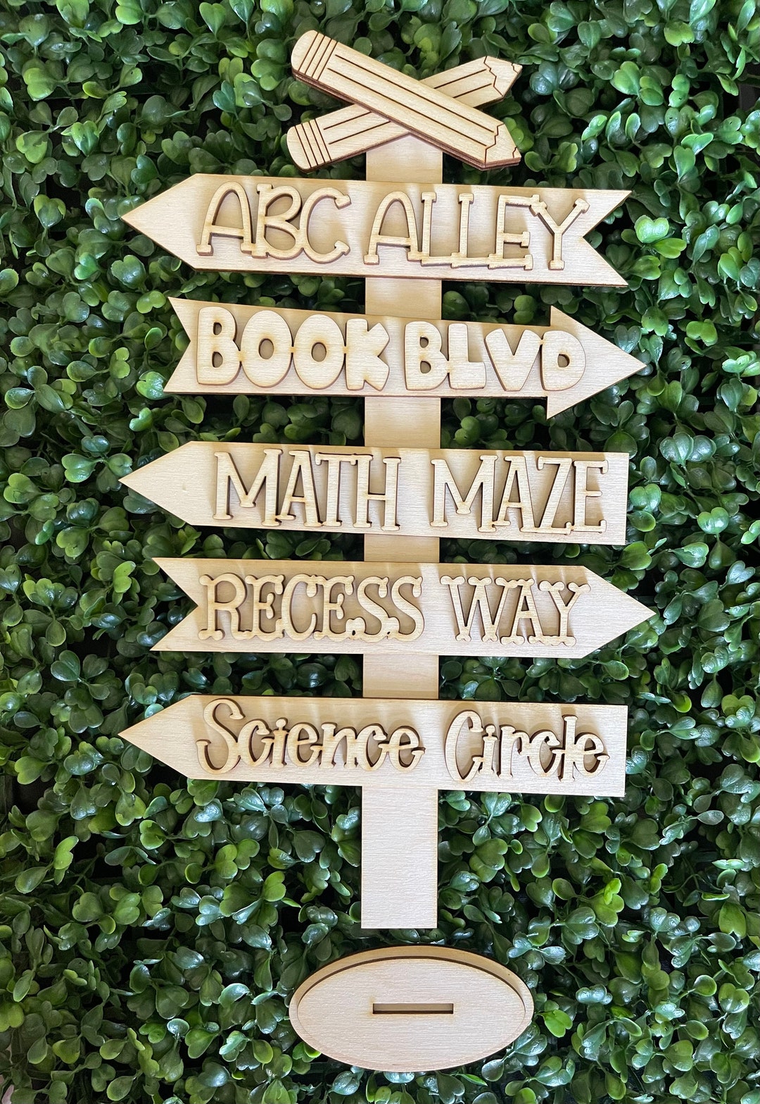 School Street DIY Wood Sign - Teacher ABC Book Math Crayons Unfinished ...