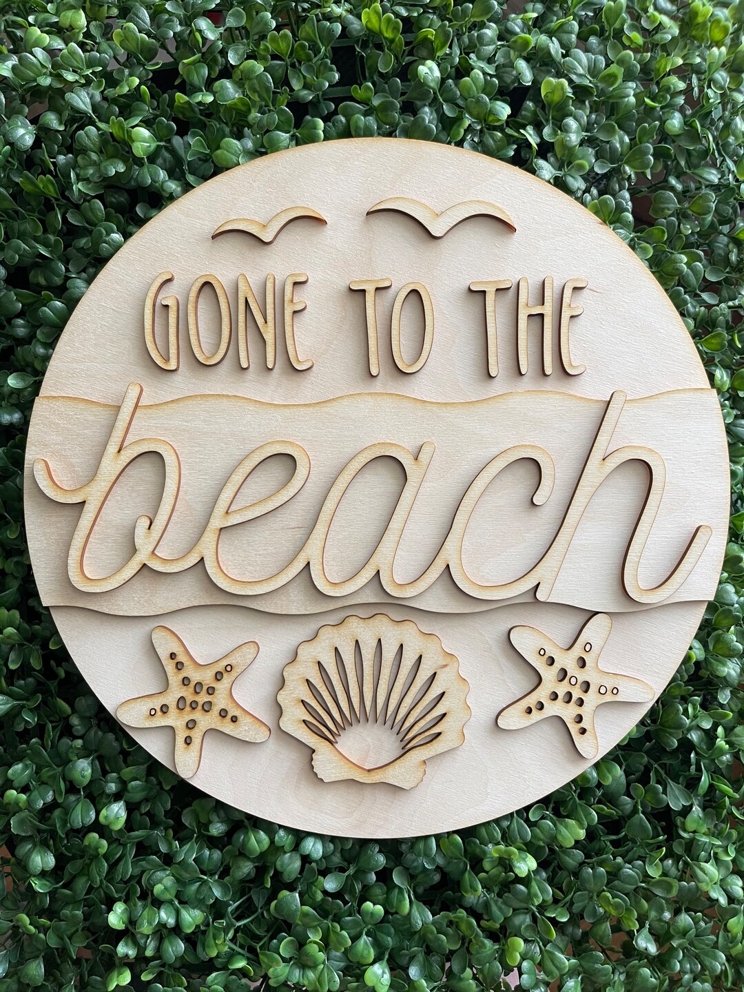 DIY Beach Wood Sign - Gone to the Beach Unfinished Cut Out Door Hanger ...