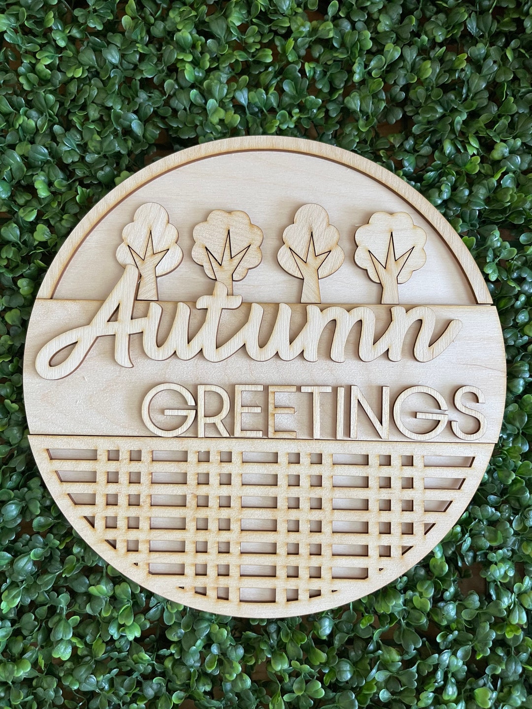 DIY Fall Wood Sign - Autumn Greetings Unfinished Cut Out Door Hanger ...