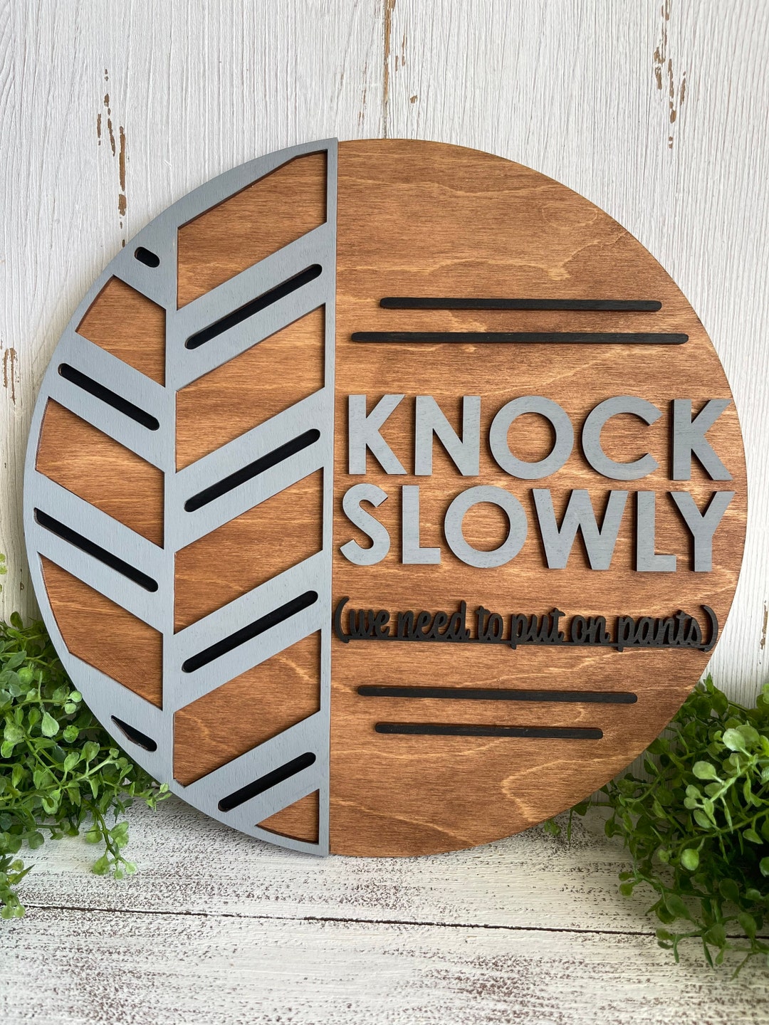 Welcome Sign - Knock Slowly Home Decor Door Hanger Round Wreath Floral ...