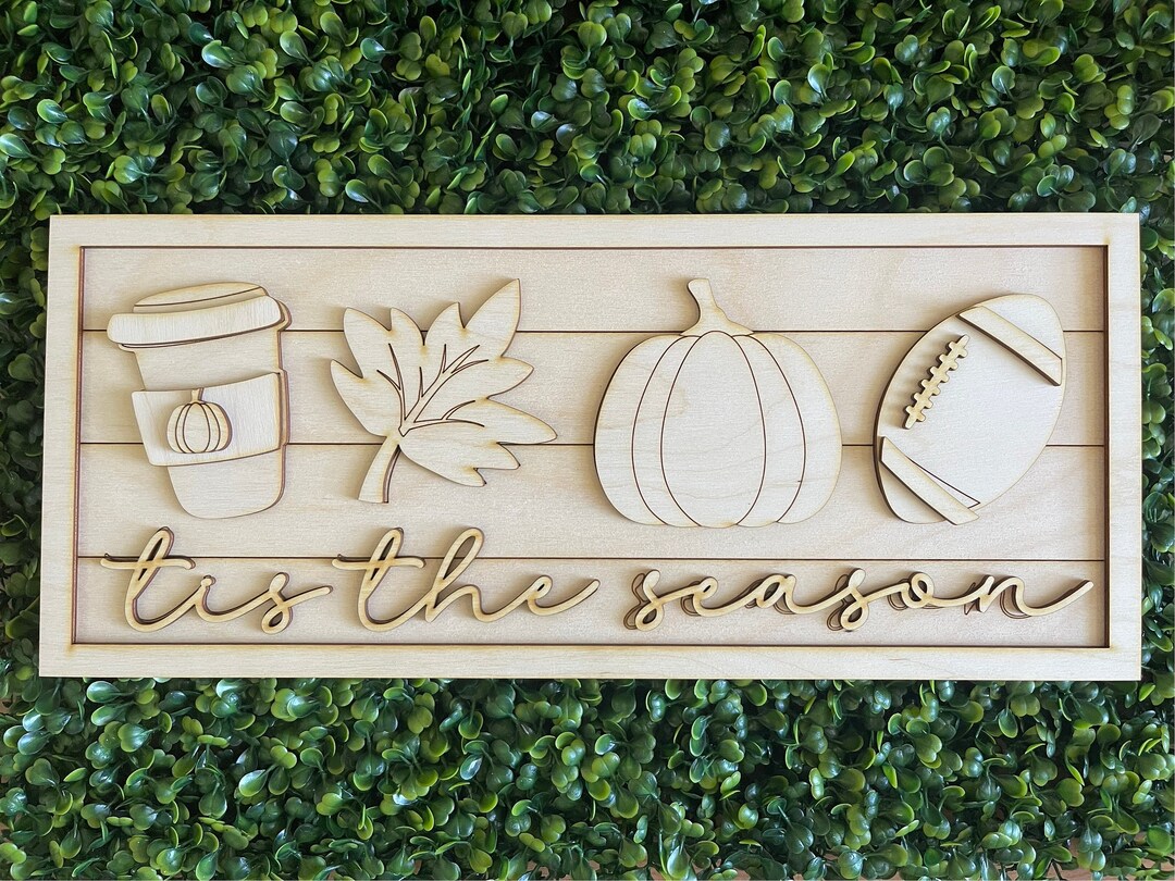 Fall DIY Wood Sign - Tis the Season Rectangle Unfinished Cut Out Home ...