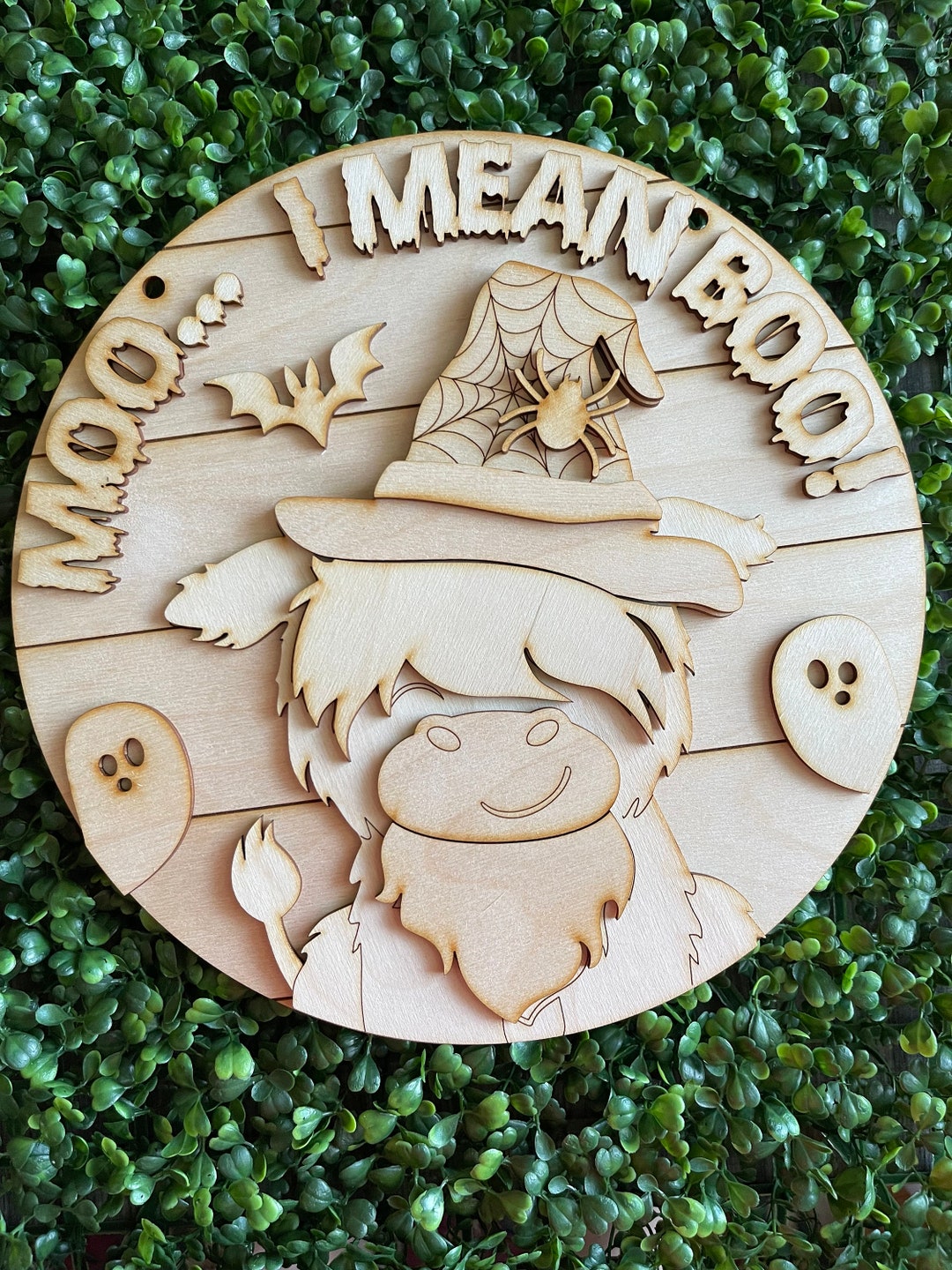 Highland Cow DIY Sign - Halloween Moo Boo Farm Ranch Cattle Home Decor ...