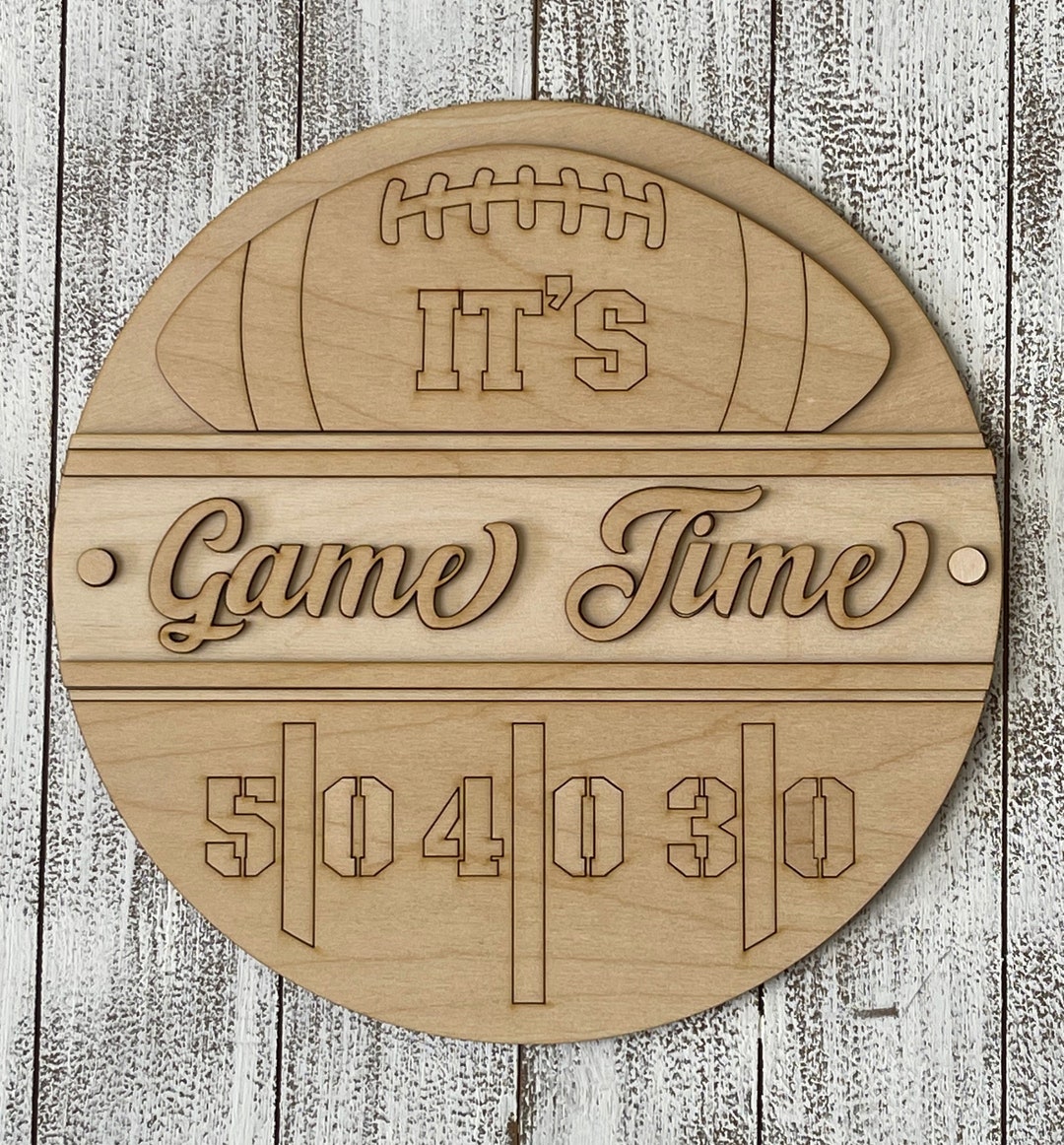 DIY Wood Sign - Game Time Unfinished Cut Out Door Hanger Wall Decor ...