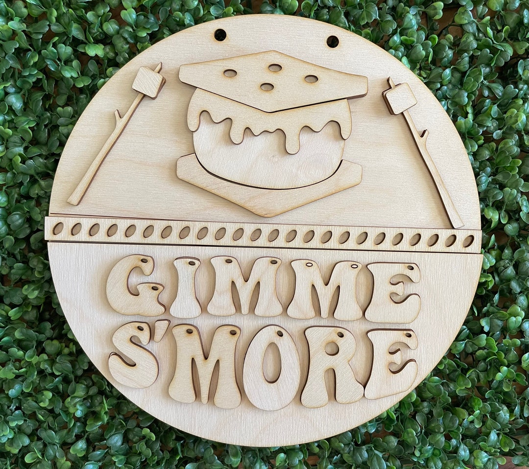 Gimme Smore DIY Wood Sign - Camping Welcome Unfinished Cut Out Door ...