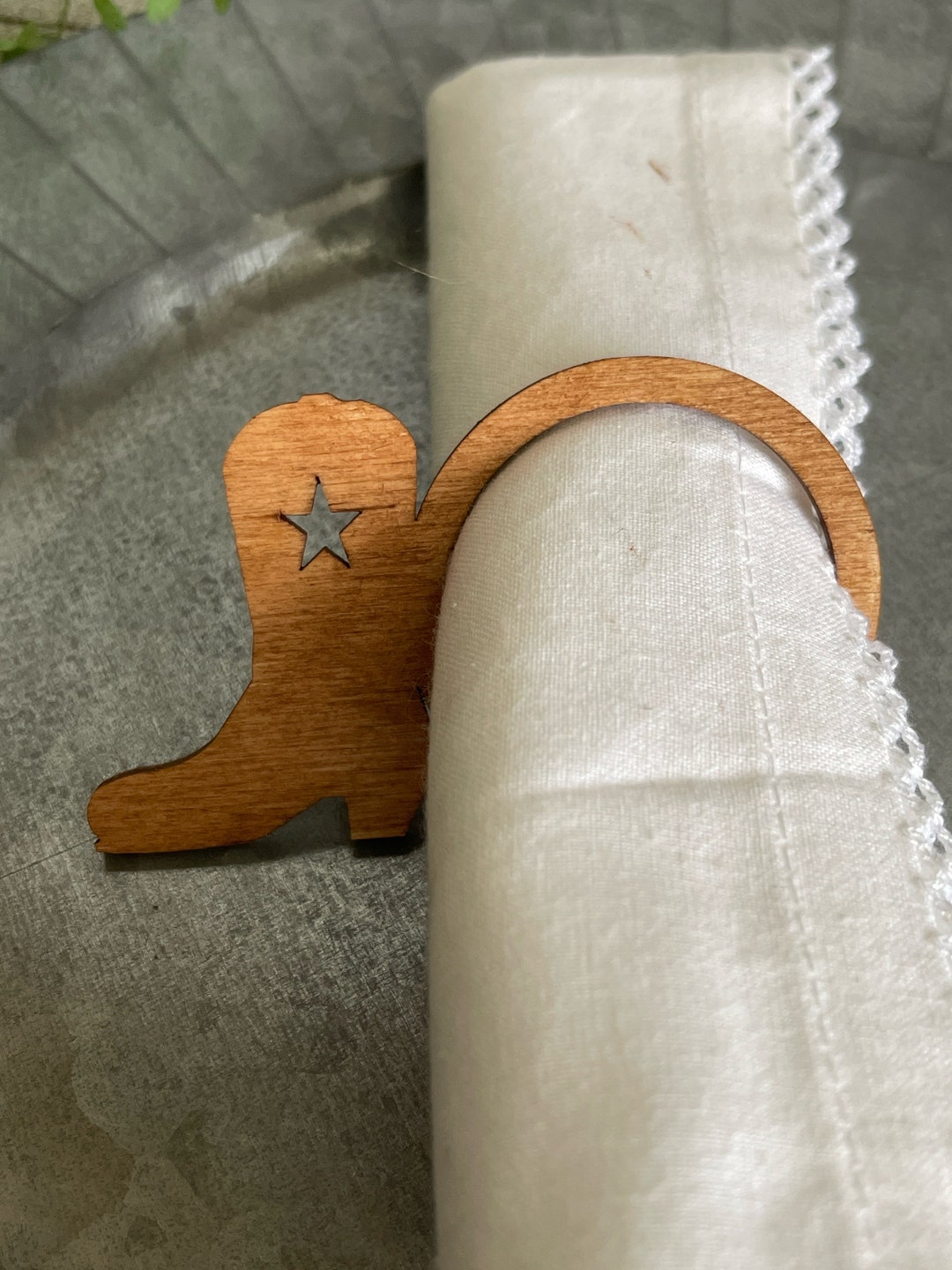 Cowboy Boot Napkin Ring - Birch Wood Holder Dinnerware Setting Wedding ...